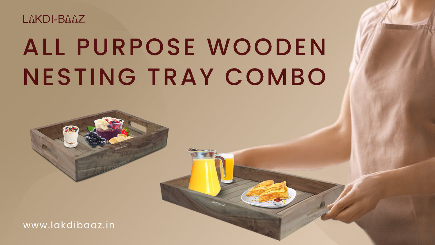 All purpose Wooden Nesting Tray Combo – LakdiBaaz